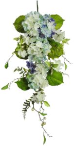 vgia 36 inches silk hydrangea flowers teardrop garland for wedding party home garden, wedding arch garden wall decoration, home decoration - blue