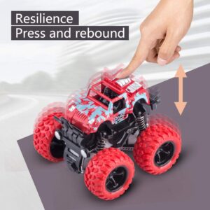 XHAIZ 2PCS Monster Trucks Toys for 3 Year Old Boys， Pull Back Cars Toy for Toddler, Friction Powered Monster Truck,Cars Birthday for Kids Ages 3 4 5 6 7 Boys and Girls (Red and Green)