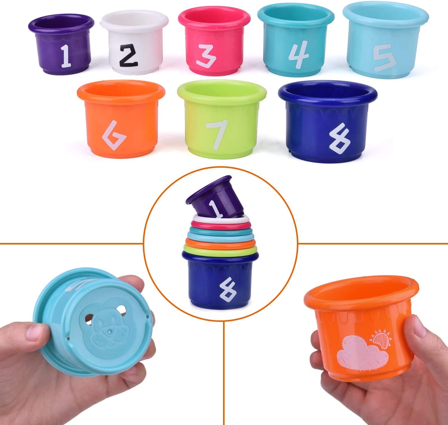 16Pcs Bath Toys for Toddlers, Flower Waterfall Water Station Garden Squirter Toys, Stacking Cups Watering Can Shower Toy,Fun Bath Time Toys for Kids Girls and Boys Age 1-5