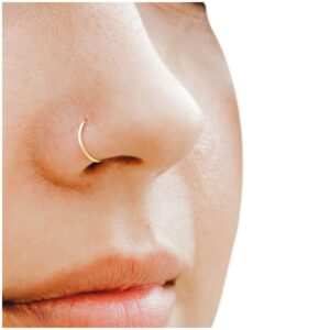 22g 7mm 14k solid gold snug fitting nose ring hoop 22 gauge piercing jewelry