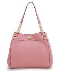 coach edie turnlock leather shoulder bag, rose