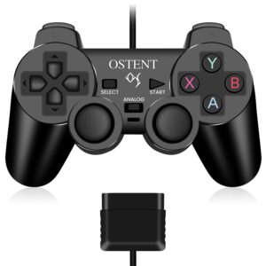 ostent wired analog controller gamepad joystick joypad for sony playstation ps2 ps1 ps one psx console dual shock vibration video games