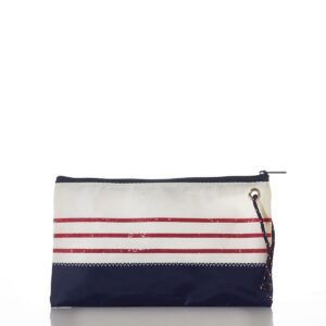 sea bags recycled sail cloth red mariner stripe large wristlet zip top large wristlet purse cell phone wristlet zippered wallet with strap