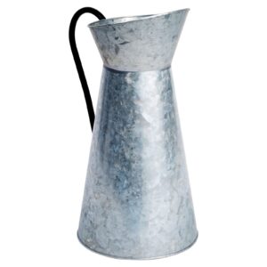 juvale rustic-style galvanized vase with handle, metal flower vase for farmhouse-style home decor, table centerpieces, & decorative flowers arrangements - vase 12 inch tall - metal pitcher vase