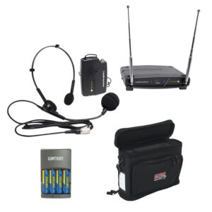 audio-technica atw-901a/h system 9 vhf wireless unipak system with pro 8hecw headworn microphone, gm-1w mobile pack & 4-hour rapid charger kit