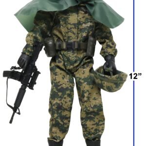 Click N' Play 12-Inch Army Men Action Figures, Military Toys Marine NBC Specialist - Clothes, Weapons Stuff - Army Guys, Elite Force, Soldier Man, SWAT, World Peacekeepers - Men Toys for Boys