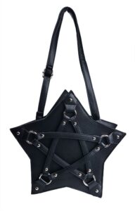 nite closet gothic bags and purses pentagram star shoulder bag for women (black)