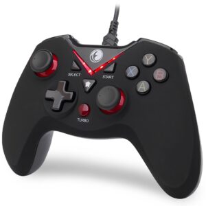 ifyoo v-one wired usb gaming controller gamepad joystick for pc (windows xp/7/8/10/11) & steam & android & ps3 - red