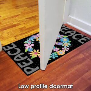 Toland Home Garden 800451 Peace Sign Flowers Flower Door Mat 18x30 Inch Hippie Outdoor Doormat for Entryway Indoor Entrance