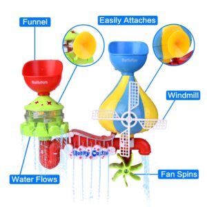 11 PCs Bath Toys for Toddlers 1-3, Sprinkle Water Lab with Sea Animals Water Toys, Stacking Cups and Fishing Net Bathtub Toys