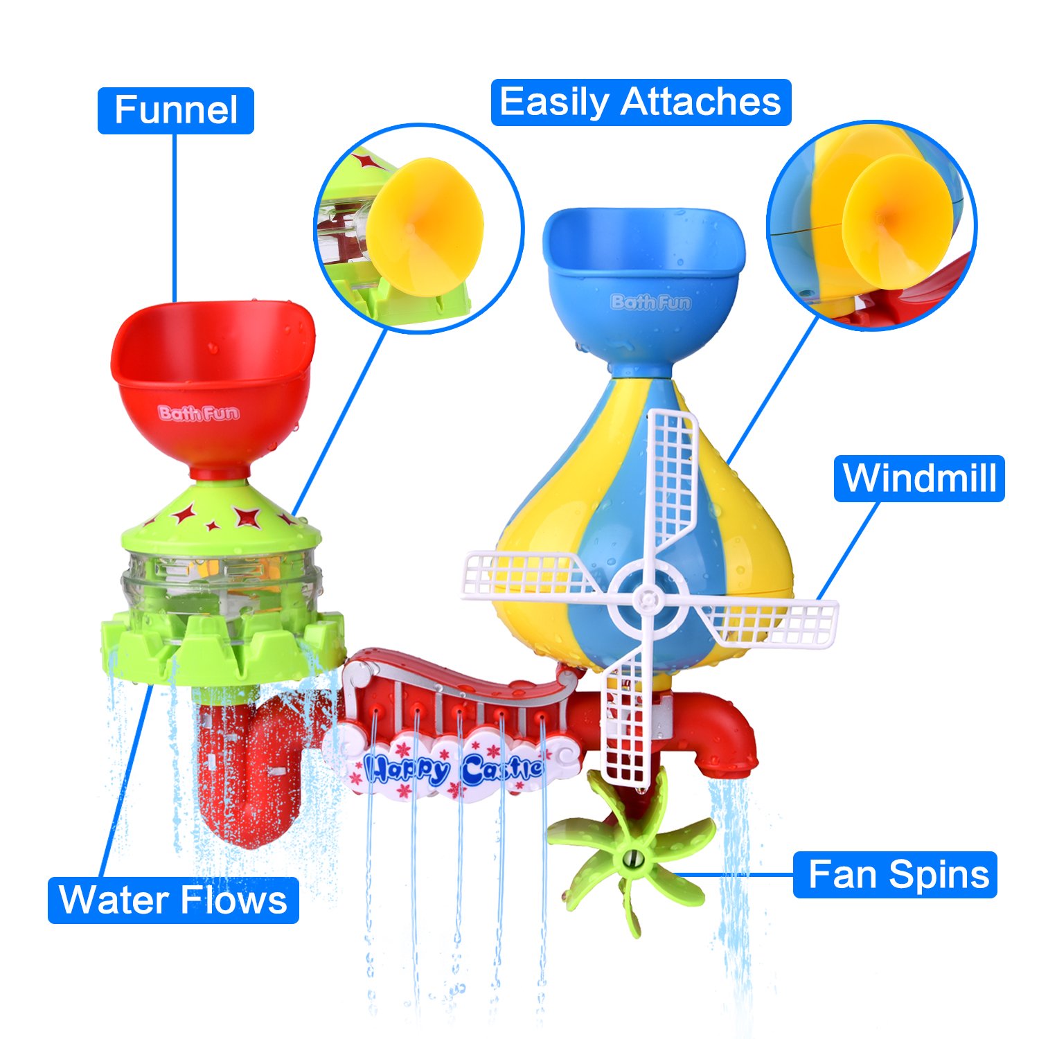 11 PCs Bath Toys for Toddlers 1-3, Sprinkle Water Lab with Sea Animals Water Toys, Stacking Cups and Fishing Net Bathtub Toys