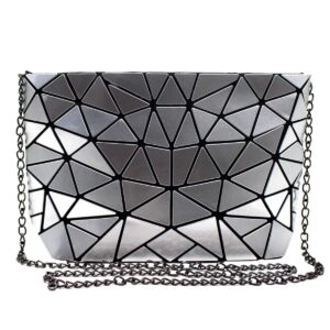 danse jupe womens geometric purse holographic chain crossbody bag clutch purse silver