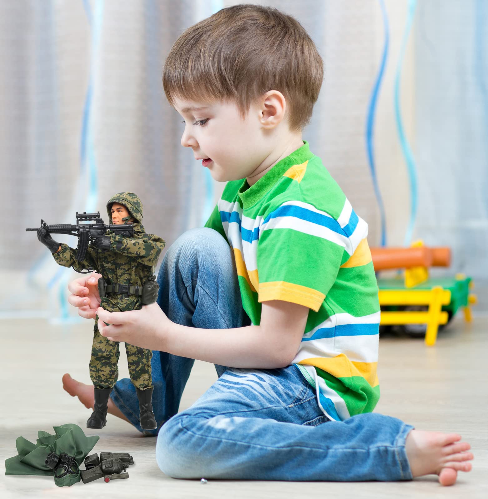 Click N' Play 12-Inch Army Men Action Figures, Military Toys Marine NBC Specialist - Clothes, Weapons Stuff - Army Guys, Elite Force, Soldier Man, SWAT, World Peacekeepers - Men Toys for Boys