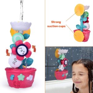 16Pcs Bath Toys for Toddlers, Flower Waterfall Water Station Garden Squirter Toys, Stacking Cups Watering Can Shower Toy,Fun Bath Time Toys for Kids Girls and Boys Age 1-5