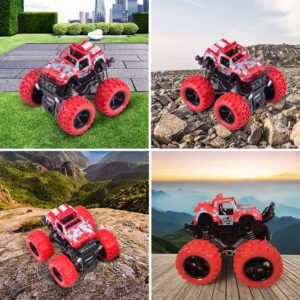 XHAIZ 2PCS Monster Trucks Toys for 3 Year Old Boys， Pull Back Cars Toy for Toddler, Friction Powered Monster Truck,Cars Birthday for Kids Ages 3 4 5 6 7 Boys and Girls (Red and Green)