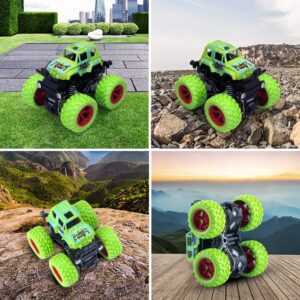 XHAIZ 2PCS Monster Trucks Toys for 3 Year Old Boys， Pull Back Cars Toy for Toddler, Friction Powered Monster Truck,Cars Birthday for Kids Ages 3 4 5 6 7 Boys and Girls (Red and Green)