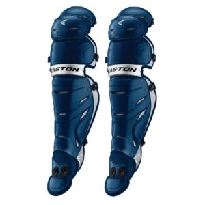 easton pro x baseball catchers leg guards, intermediate, navy