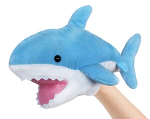 ice king bear cute blue plush shark hand puppet - stuffed animal toy - 14 inches long