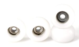 teak tuning cnc polyurethane fingerboard bearing wheels, white - set of 4 wheels - durable material with a hard durometer