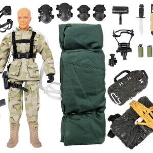 Click N' Play Military Airborne Paratrooper, 12-Inch Action Figures | Accessories, Army Stuff, Clothes, Toy Weapons, Costume | Army Guys, Soldier, World Peacekeepers | Action Figure Army Men Toys