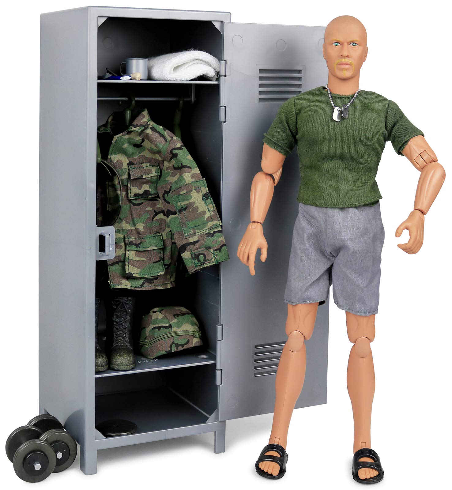 Click N' Play Military Camp Bunk House Life, Military 12” Action Figure Play Set with Accessories Including Army Gear, Bunk Beds, Locker, Army Playset for Boys 3+