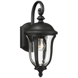 john timberland park sienna vintage outdoor wall light fixture black 16 3/4" clear glass scrolling downbridge for exterior house porch patio outside deck garage yard front door garden home