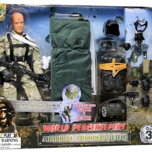 Click N' Play Military Airborne Paratrooper, 12-Inch Action Figures | Accessories, Army Stuff, Clothes, Toy Weapons, Costume | Army Guys, Soldier, World Peacekeepers | Action Figure Army Men Toys