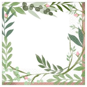 multicolor love and leaves luncheon napkins - 6.5" x 6.5" (16 count) - soft & absorbent, premium quality & adorable design - ideal for themed celebrations