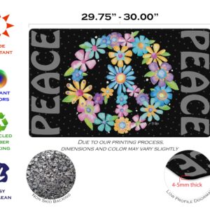 Toland Home Garden 800451 Peace Sign Flowers Flower Door Mat 18x30 Inch Hippie Outdoor Doormat for Entryway Indoor Entrance