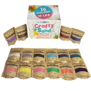 cuteyco craftysand’s big pack: 16 lbs & 16 colors for kids’ play sand, sand art