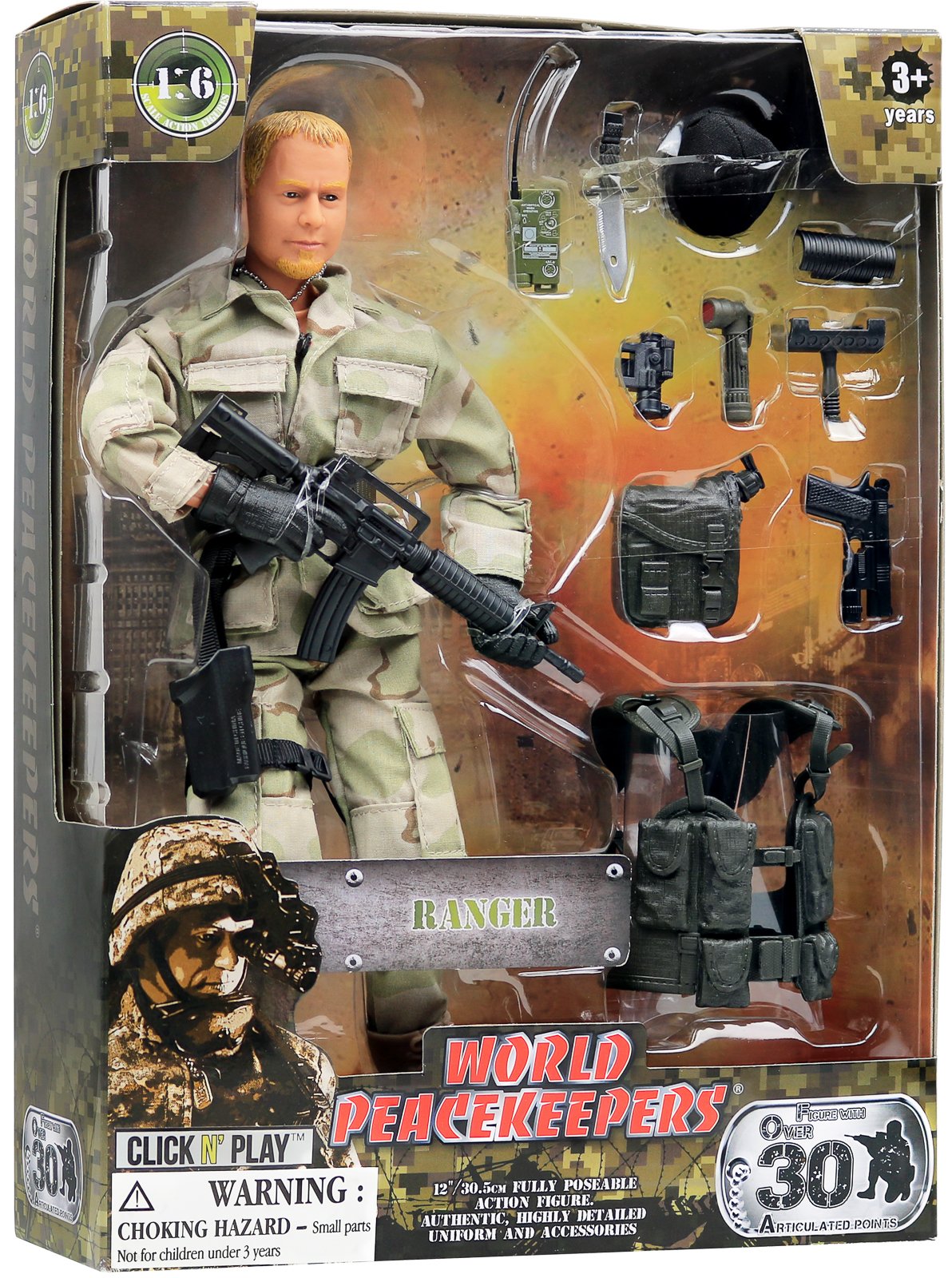 Click N' Play 12-Inch Action Figures Military Ranger Swat | Army Action Figures, Toy Weapons, Soldiers, World Peacekeepers, Army Guys, Elite Force | Soldier Toys for Boys