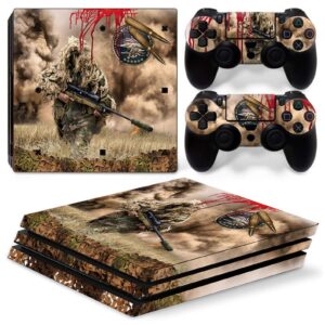 compatible with ps4 pro skin for console and controllers by zoomhitskins, war marine soldier gun sniper camouflage submachine, durable, made in the usa