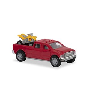 driven by battat — red pickup truck & atv – 1:24 scale – small toy truck with lights, sounds & more for boys & girls age 3+