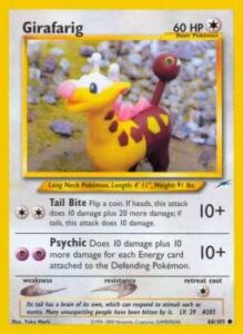 pokemon singles - girafarig - 66/105 - common - unlimited edition - neo destiny