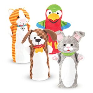 melissa & doug 96036 playful pets hand puppets, multicolor