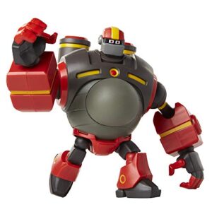 mega man fully charged – deluxe guts man articulated action figure with expanding belly and guts man buster accessory (to swap onto the mega man figure)! based on the new show!