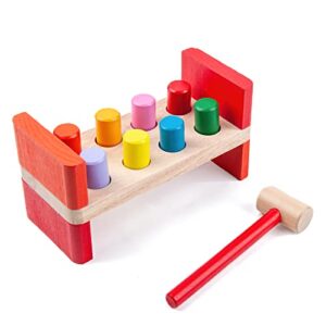 joyshare pounding bench wooden toy with mallet, hammer toys for toddlers 2-3 4 5 year old