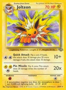 pokemon singles - jolteon - 20/64 - rare - unlimited edition - jungle