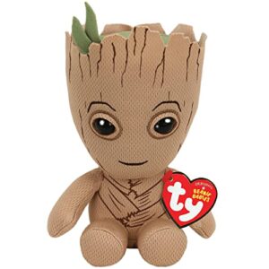 ty marvel avengers groot regular, licensed squishy beanie baby soft plush toys, collectible cuddly stuffed teddy