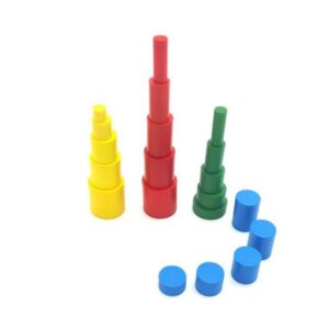 Montessori Colored Cylinders With Control Cards Kids Wooden Knobless Blocks Shape & Color Recognition Material Toys (Colored Cylinders With Control Cards)