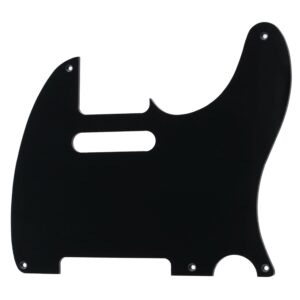 musiclily 5 hole vintage guitar tele pickguard scratch plate for usa/mexican made fender telecaster style, 4ply black pearl