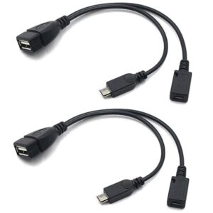 auvipal 2-in-1 micro usb to usb adapter (otg cable + power cable) for fire stick, playstation classic and more - 2 pack