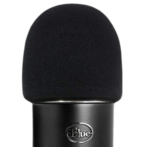 foam microphone windscreen- aedor quality sponge mic cover as a pop filter for blue yeti, yeti pro condenser microphones(black)