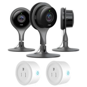 google nest indoor security camera pack of 3 bundle with deco gear 2 pack wifi smart plug (5 items)