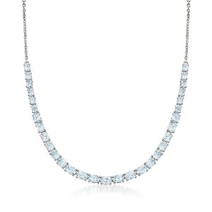 ross-simons 8.80 ct. t.w. aquamarine graduated necklace in sterling silver. 16 inches