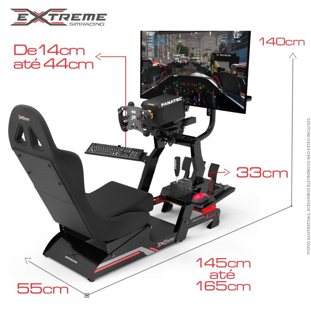 Extreme Simracing Racing Simulator Cockpit With All Accessories (Black) - VIRTUAL EXPERIENCE V 3.0 Racing Simulator For Logitech G27, G29, G920, G923, SIMAGIC, Thrustmaster And Fanatec