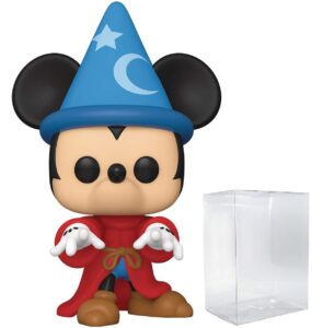 funko pop! disney: fantasia 80th anniversary - sorcerer mickey vinyl figure (bundled with compatible box protector case), multicolor, 3.75 inches