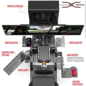 Extreme Simracing Racing Simulator Cockpit With All Accessories (Black) - VIRTUAL EXPERIENCE V 3.0 Racing Simulator For Logitech G27, G29, G920, G923, SIMAGIC, Thrustmaster And Fanatec