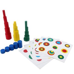 montessori colored cylinders with control cards kids wooden knobless blocks shape & color recognition material toys (colored cylinders with control cards)