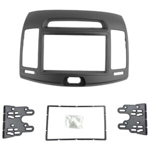 dkmus car stereo dash radio fascia kit for 2006-2010 hyundai elantra (hd), avante (hd) 2006-2010 installation trim panel frame double din (grey)